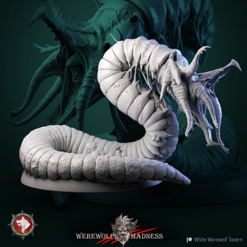 Huge Worm Creature 3D Printed Resin Model Ideal for Dnd, RPG, AOS ...