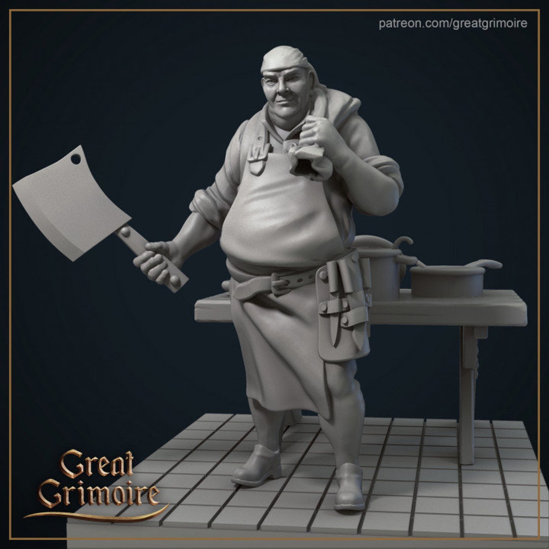 Cook / Butcher 3D Printed Resin Model Ideal for Dnd, RPG, Table Top ...