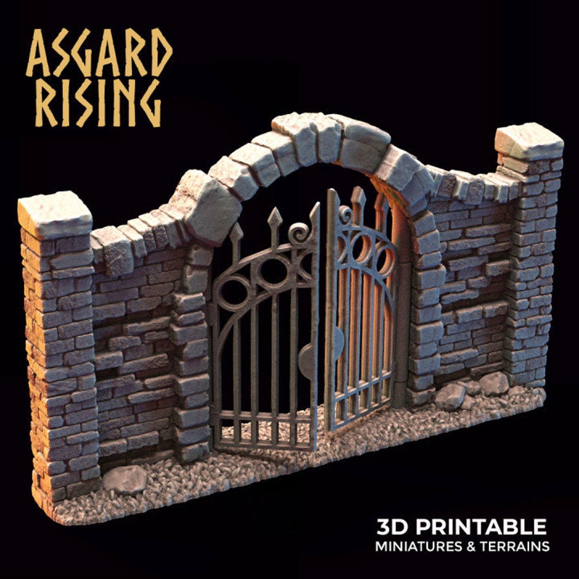 Stone Wall Fences With Gate Creepy 3D Printed Resin Model-ideal for Dnd ...
