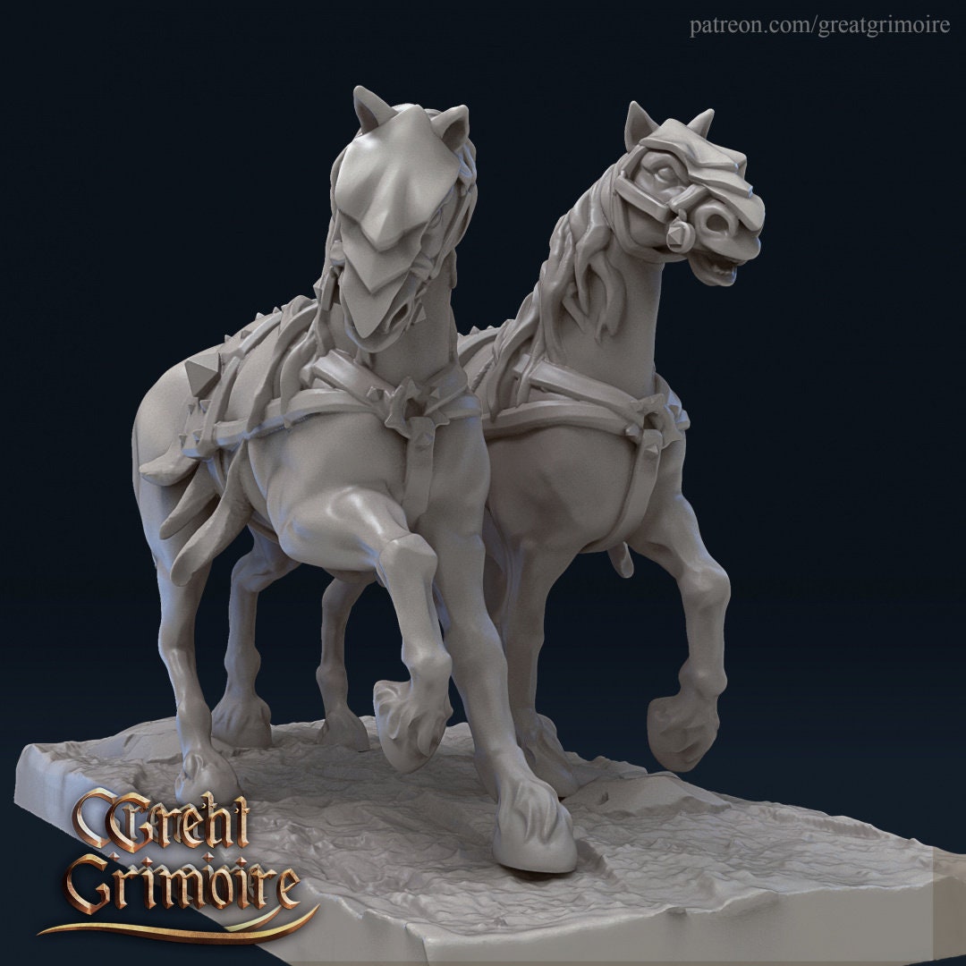 Lord, Coachman and Horses 3D Printed Resin Model Ideal for Dnd, RPG ...