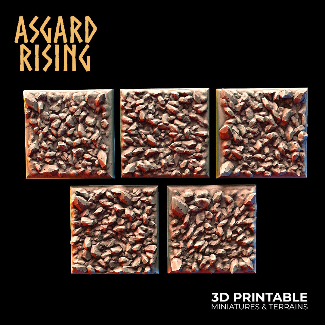 Mine Rubble Square Bases 5x25 3D Printed Resin Model Ideal for Dnd, RPG ...