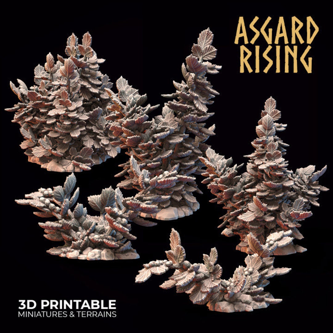 Hazel Bush Set 3D Printed Resin Model-ideal for Dnd, RPG, Table Top ...