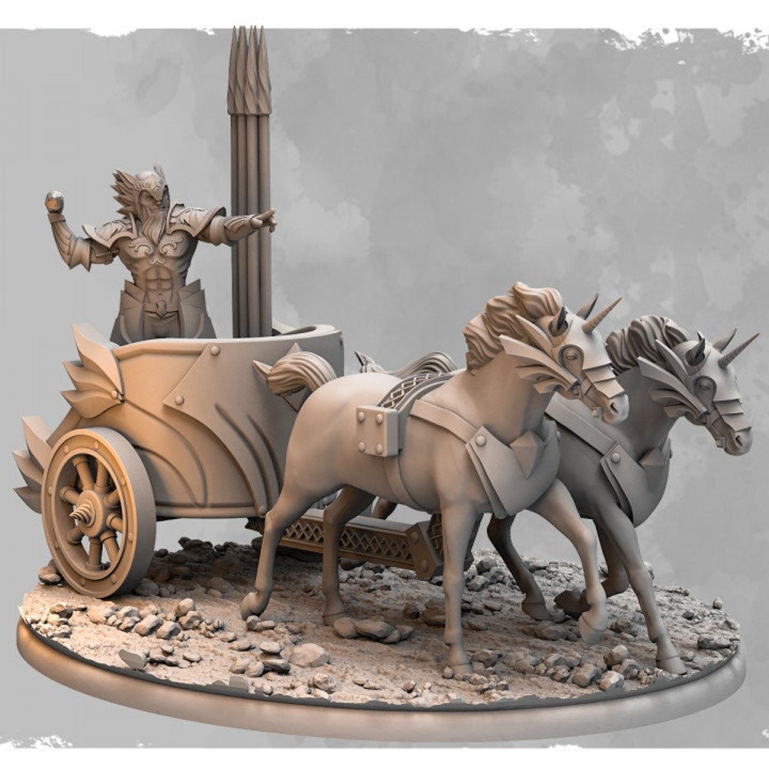 Chariot 3D Printed Miniature Ideal for Fantasy, D&D, AOS, 9th Age and ...