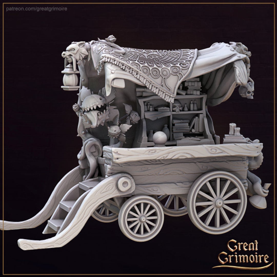 Magic Cart 3D Printed Resin Model Ideal for Dnd, RPG, Table Top Gaming ...