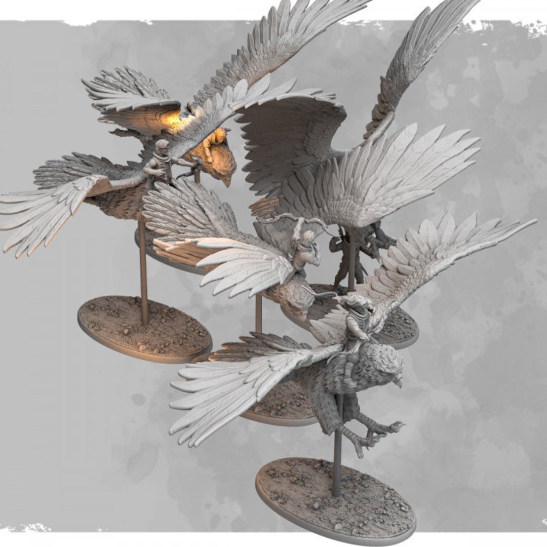 Khra Falcon Riders 3D Printed Miniatures Ideal for Fantasy, D&D ...