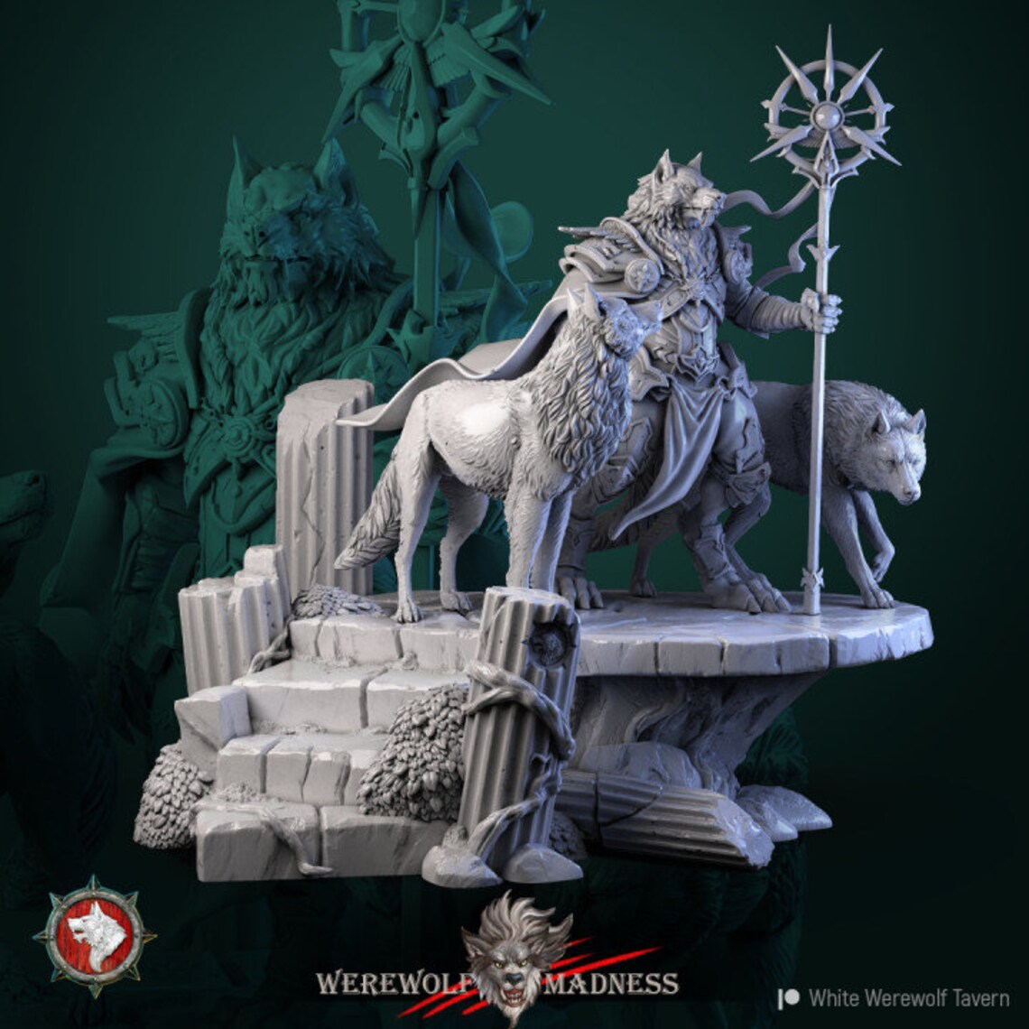 White Werewolf Diorama 3D Printed Resin Model Ideal for Dnd, RPG, AOS ...