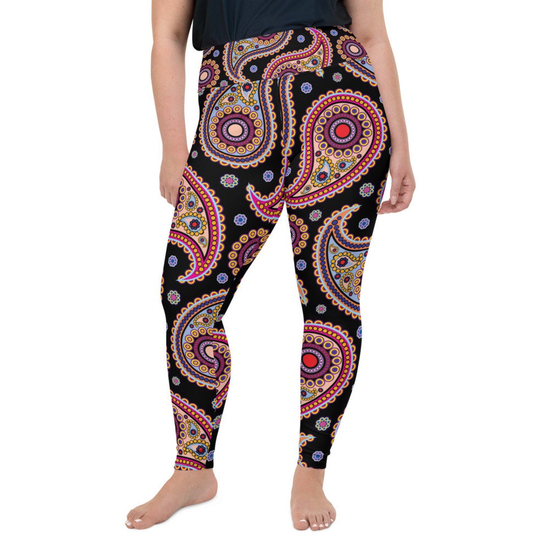 Paisley Print Plus Size Leggings: Colorful Designer Tights - Etsy