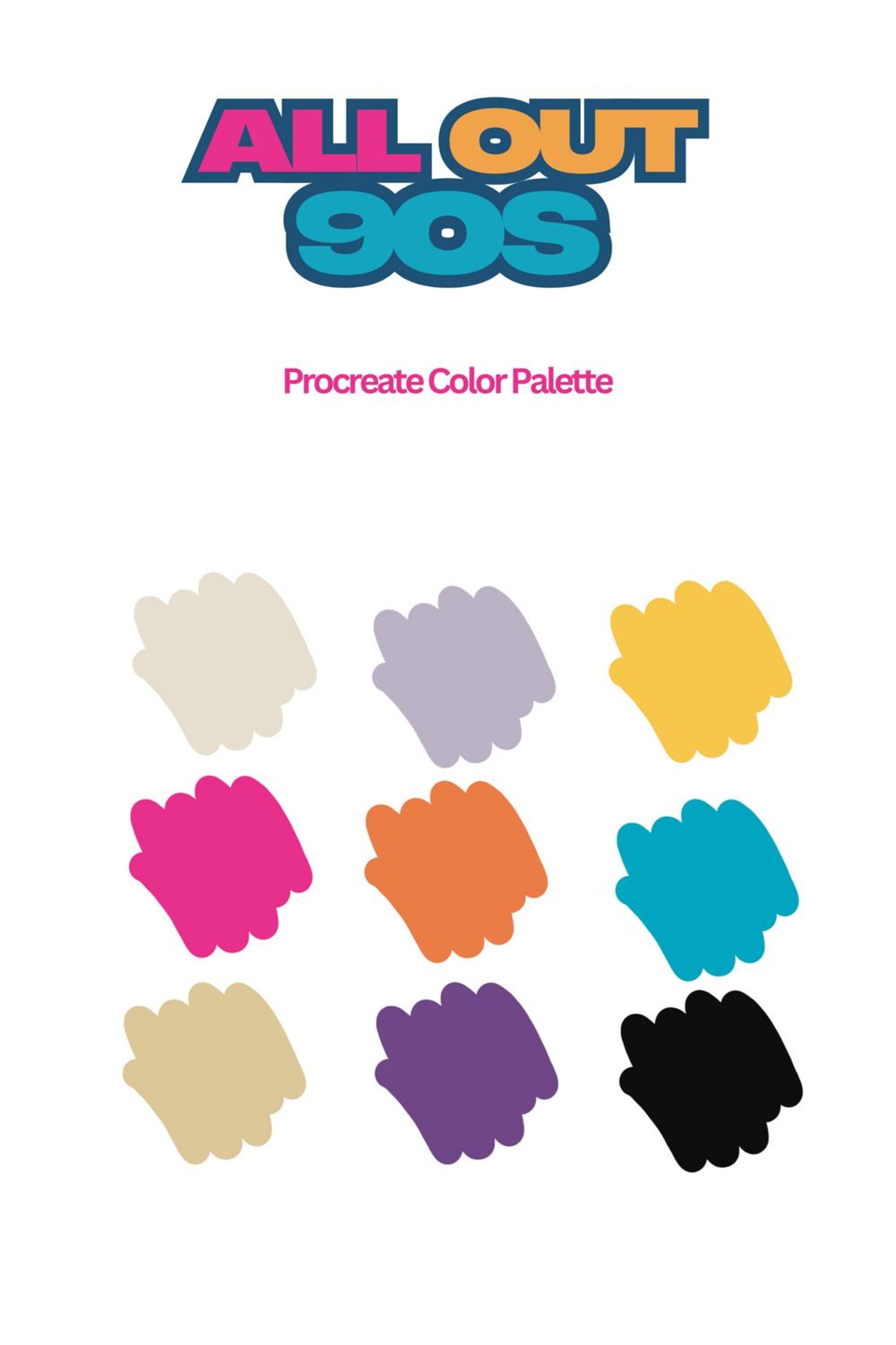 All Out 90s Color Palette, Procreate Color Palette - Etsy