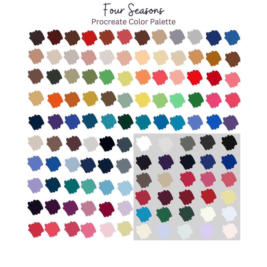 Four Seasons Procreate Color Palettes, 120 Colors - Etsy