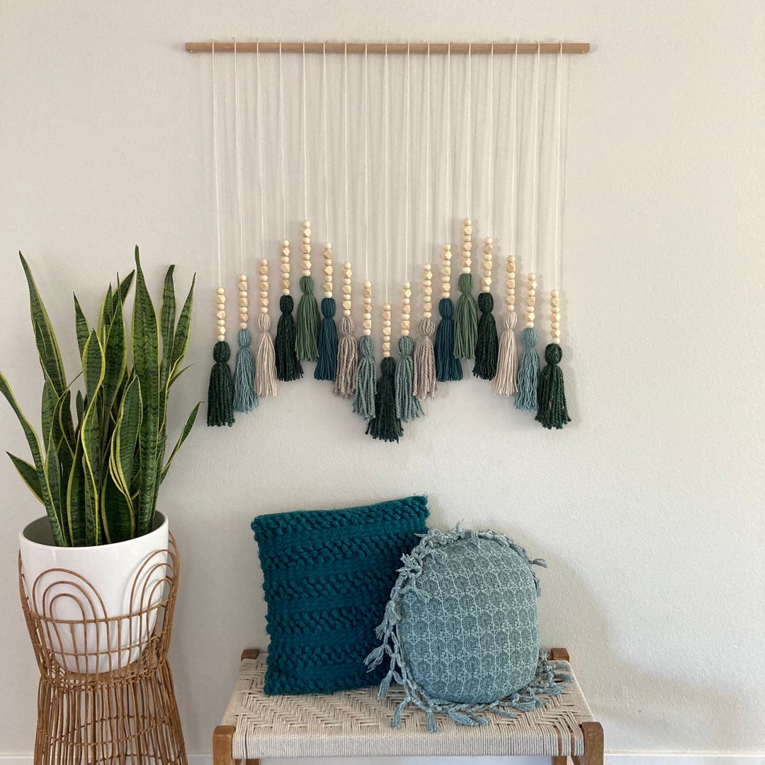 Wall Hanging Decor in Blue and Green Colors, Eucalyptus Inspired ...