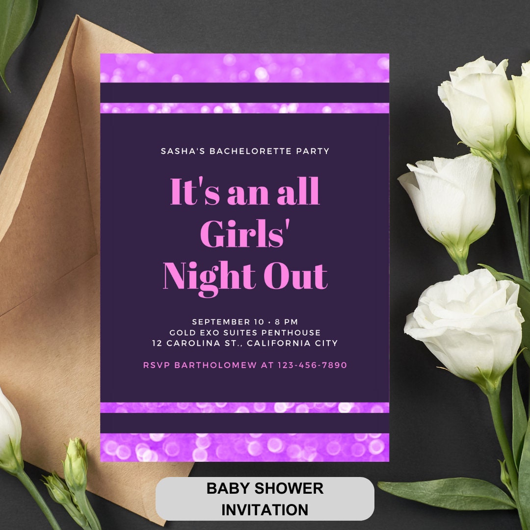 Editable and Printable Sleepover NIGHT PARTY for GIRLS, Slumber Party ...