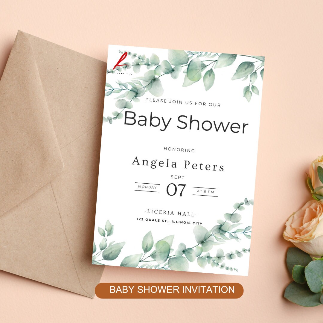 Elegant BABY SHOWER INVITATION, Baby Shower Invite, Editable Invitation ...