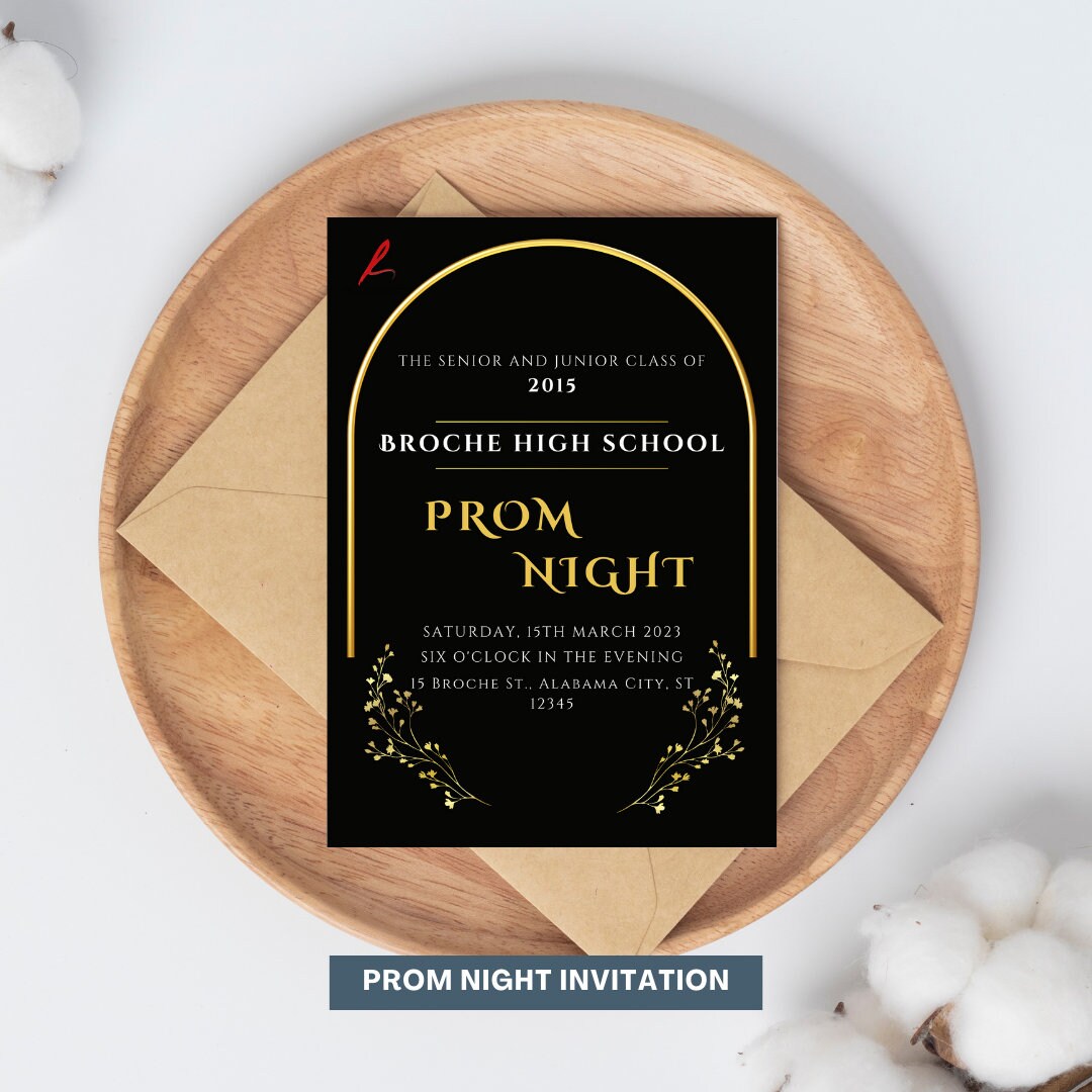 PROM NIGHT PARTY Invitations, Printable and Editable Invitations ...