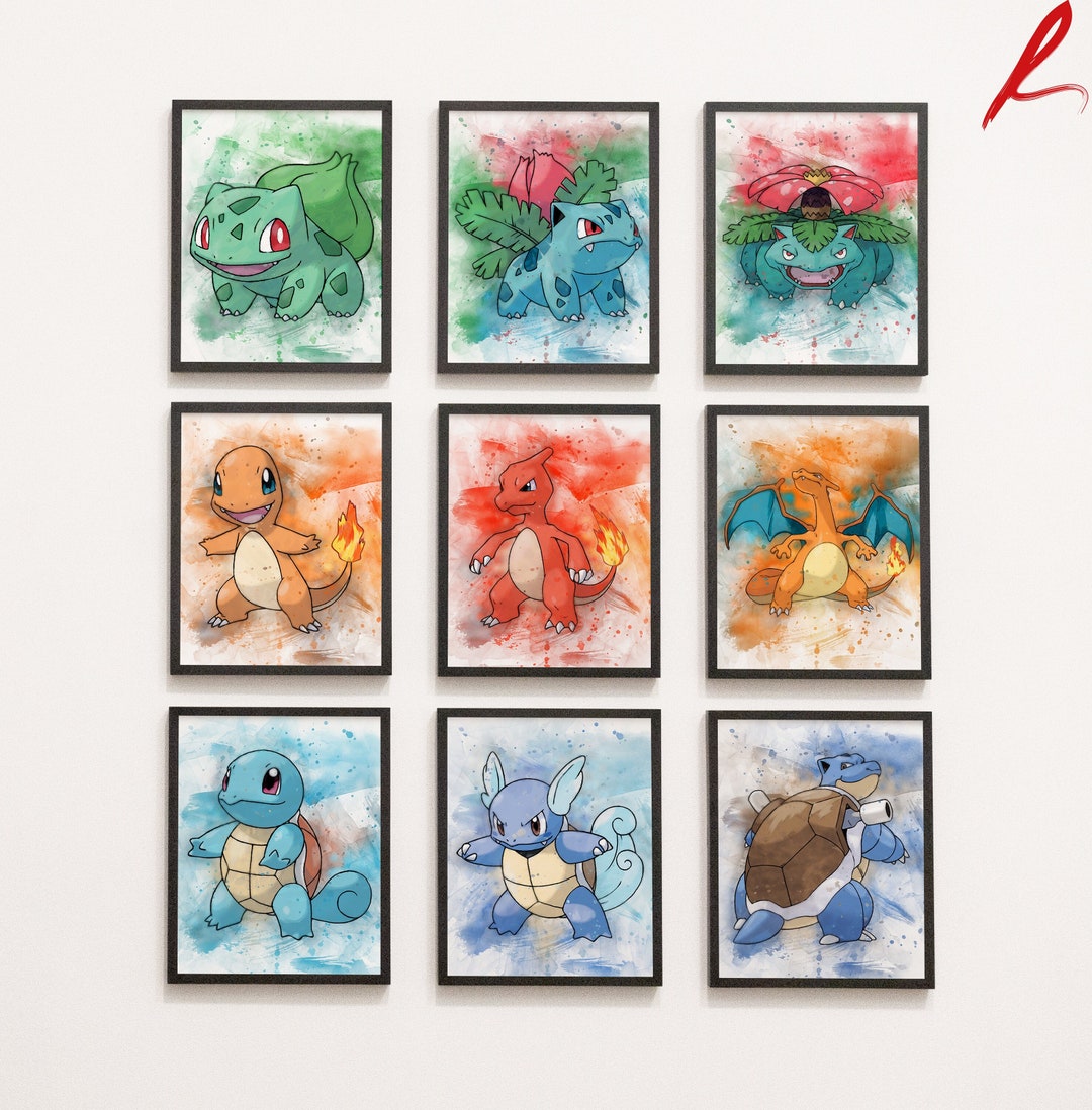 Pokemon Evolve Wall Poster Bulbasaur Evolve Charmender - Etsy