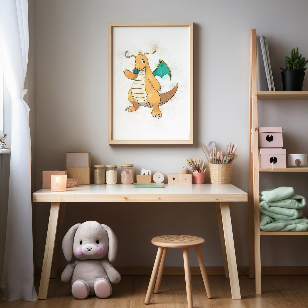 Dragonite Wall Art Watercolor Pokemon Print Pokemon Digital Poster Room ...