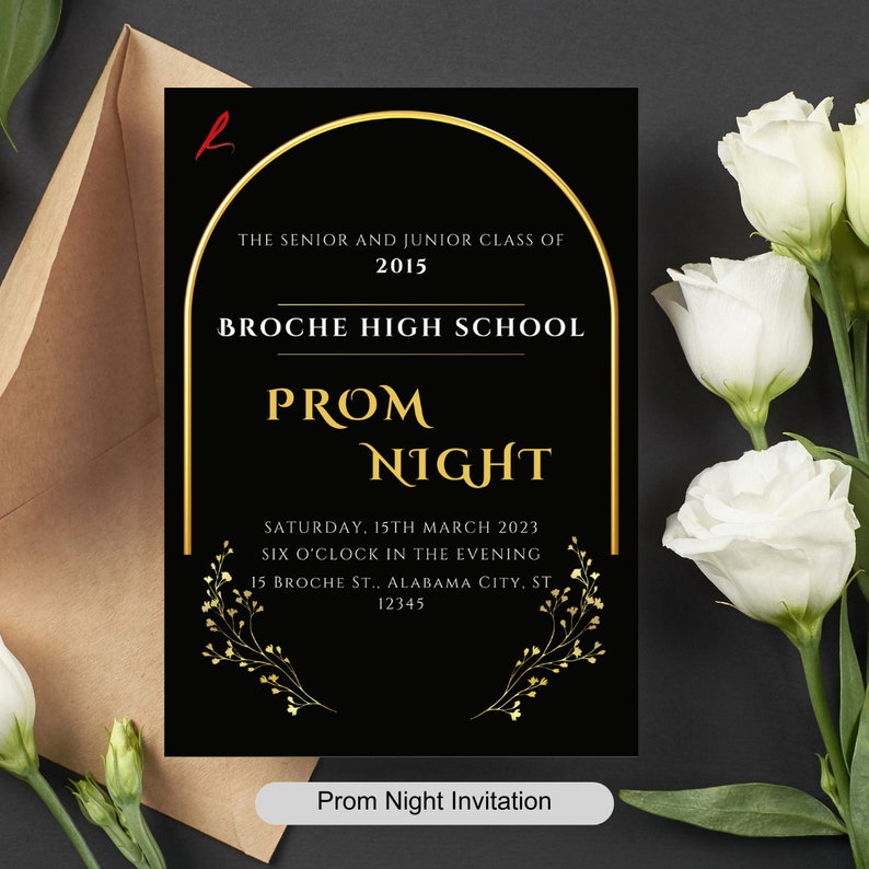 PROM NIGHT PARTY Invitations, Printable and Editable Invitations ...