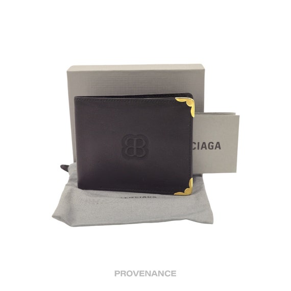 Balenciaga BB Logo Bifold Wallet - Black Leather - Gem