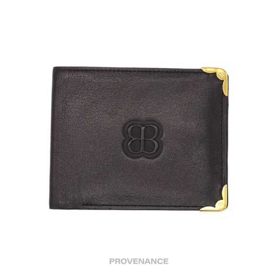Balenciaga BB Logo Bifold Wallet - Black Leather - Gem
