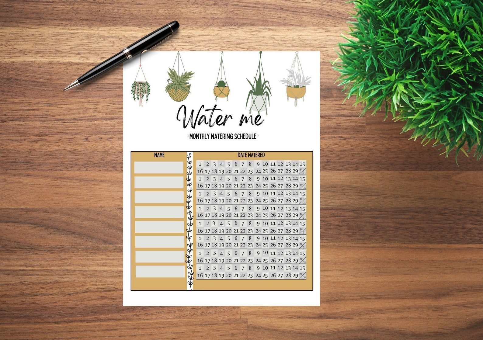 Monthly Plant Watering Tracker PRINTABLE / Printable PDF / House Plants ...