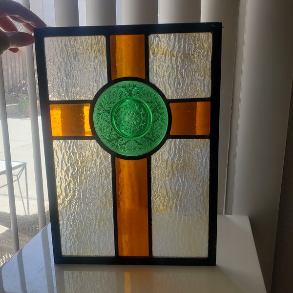 Cross Stained Glass Panel - Etsy