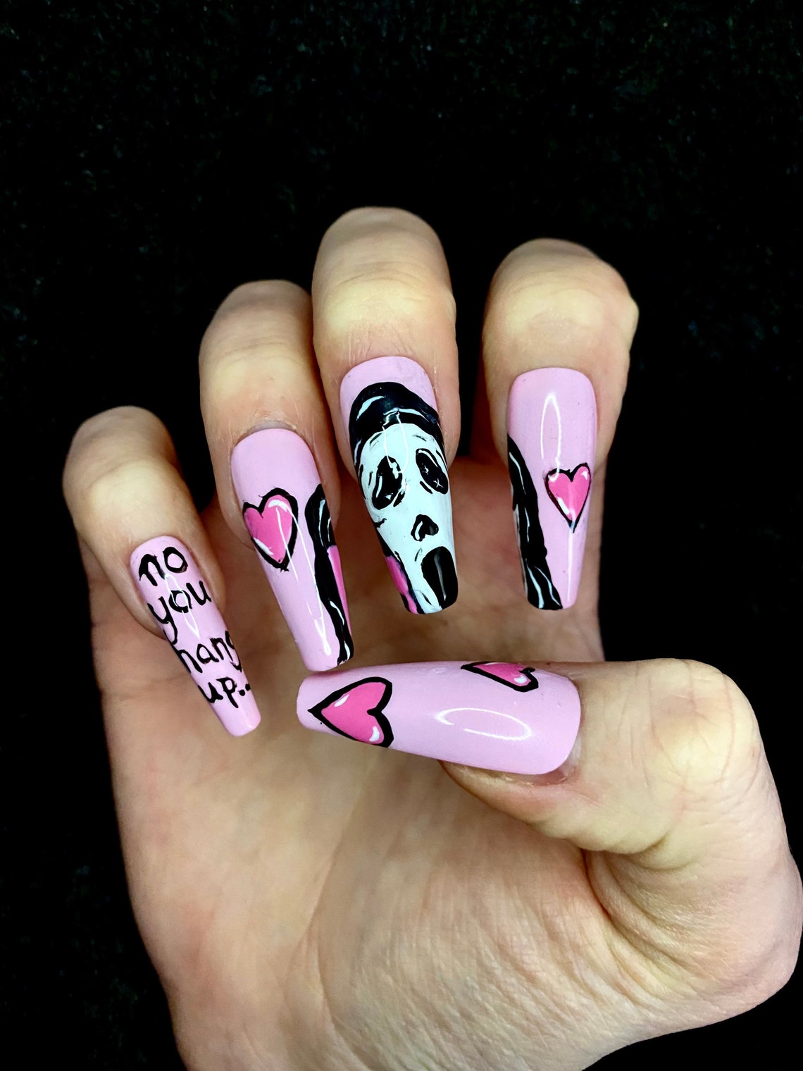 No you hang up scream ghostface press on nails | Etsy