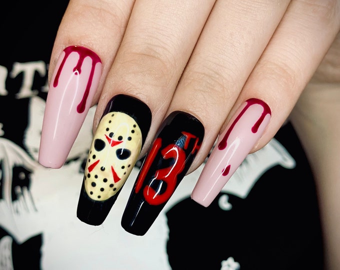 Friday the 13th • Jason Vorhees • Horror • Halloween • Press on Nails ...