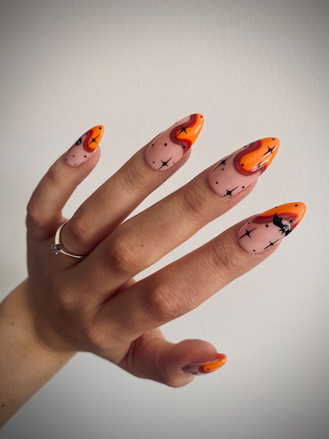 Halloween Spooky Swirls Fall Cute Press on Nails - Etsy