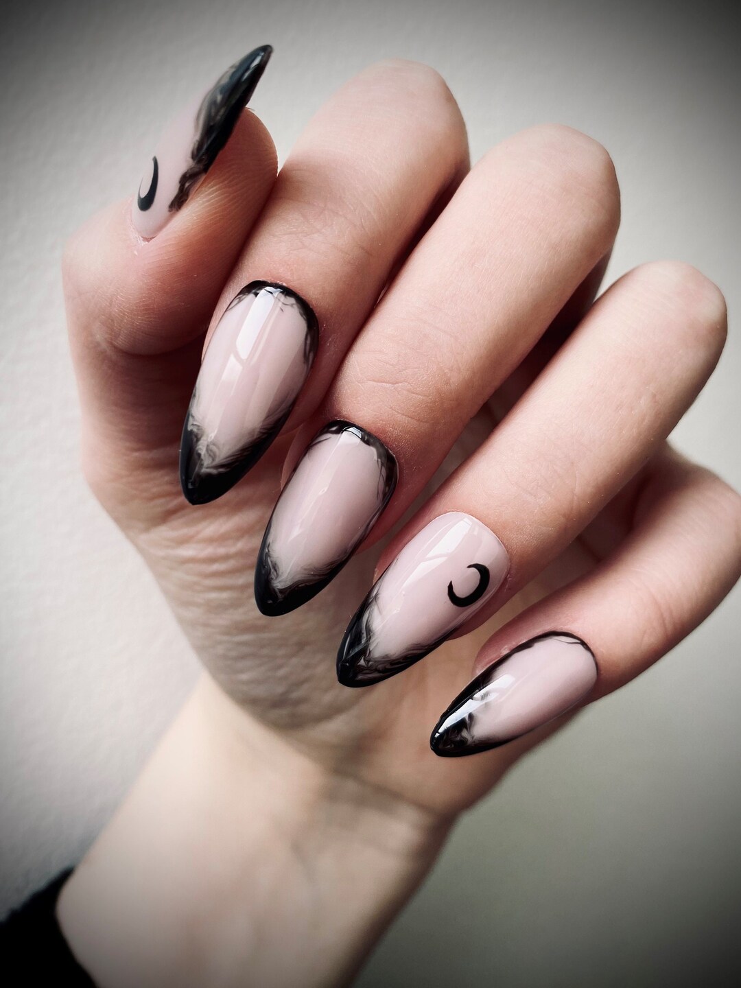 Occult Moon Gothic Witchy Alternative Black Demonic Press on Nails - Etsy