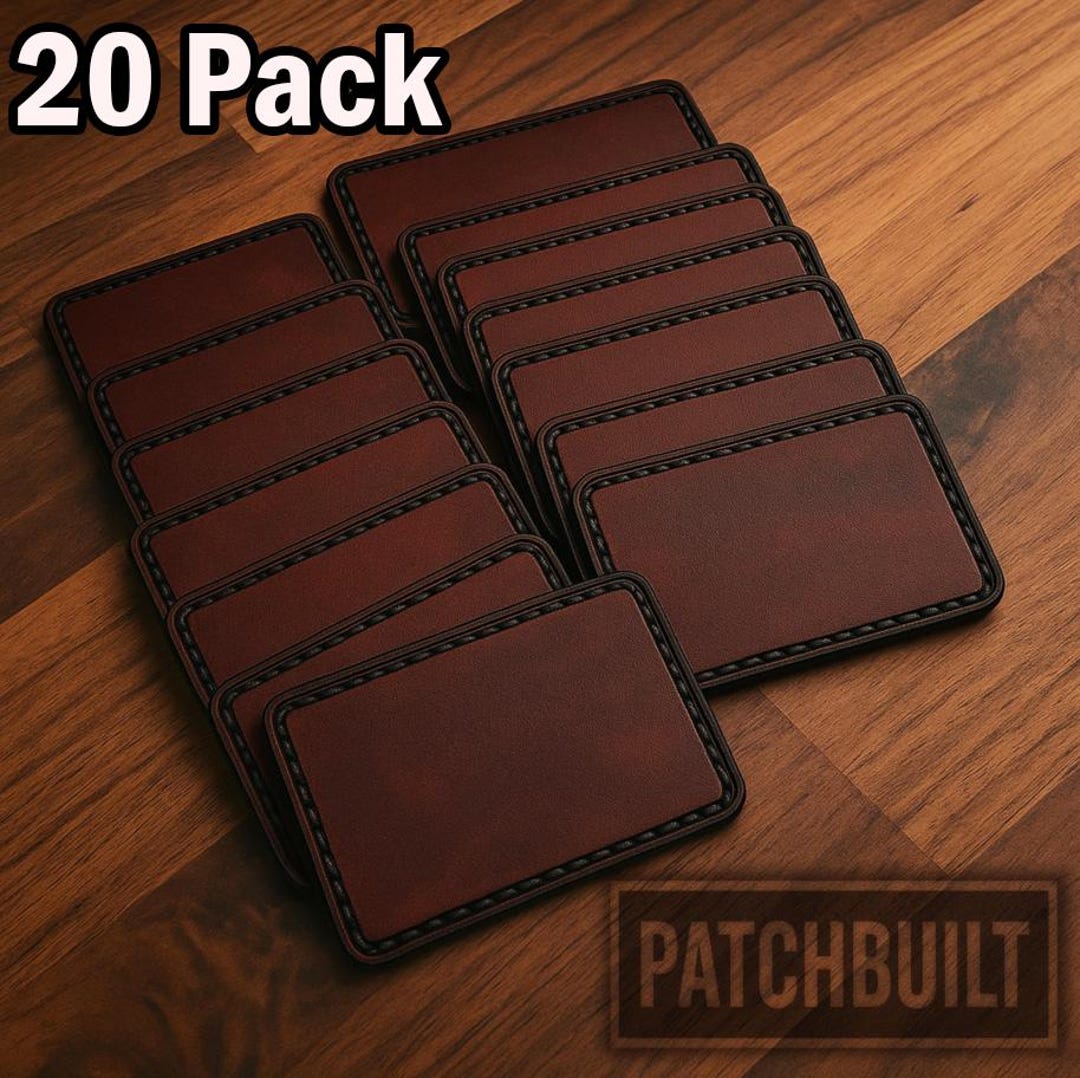 NEW 20-pack 3x2" Blank Standard Shape Dark Saddle Leatherette Hook ...