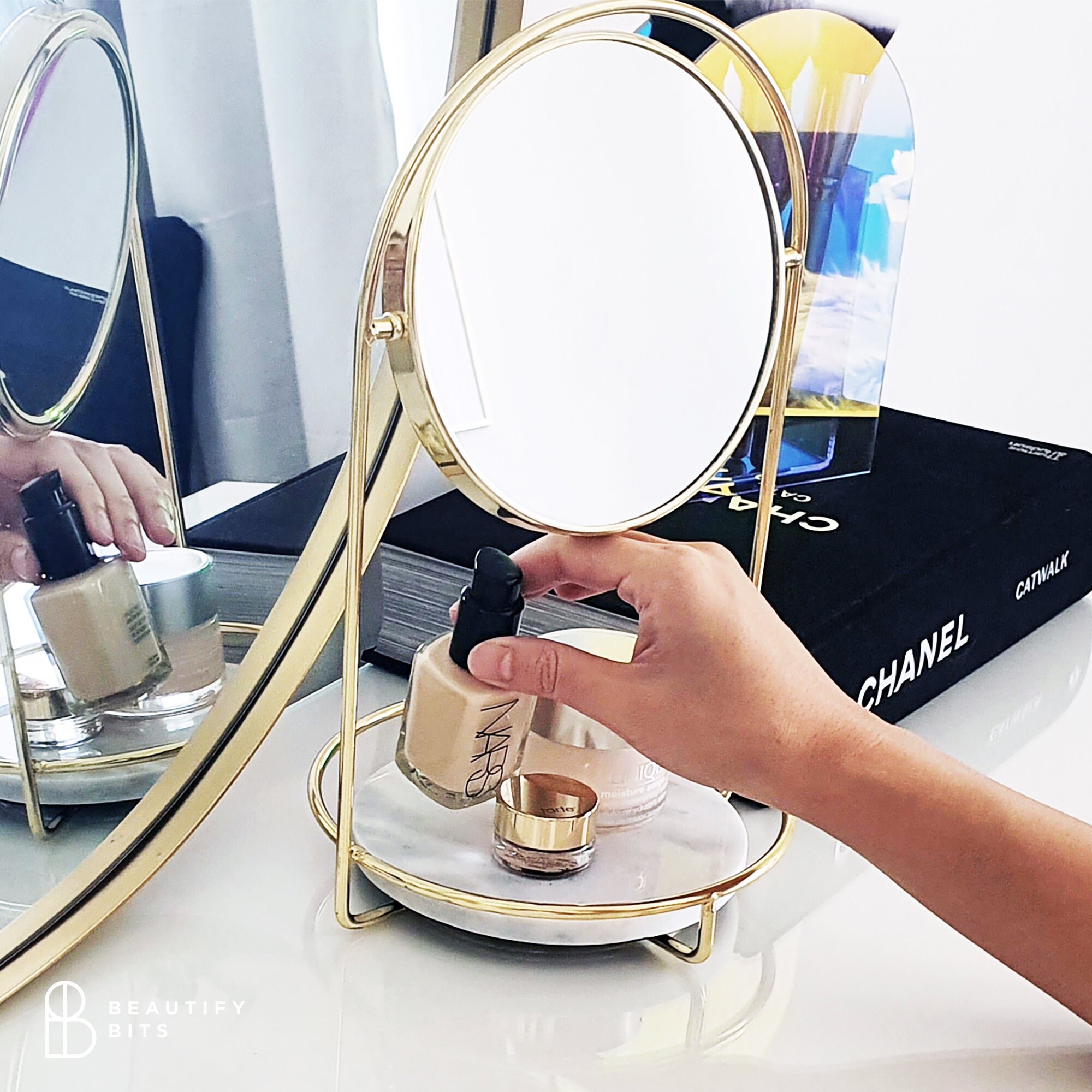 Gold Frame Freestanding Mirror Marble Base - Etsy Australia