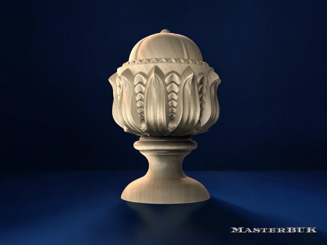 Classic Wooden Finial – Unpainted Post Cap for Staircase or Bedpost - Etsy