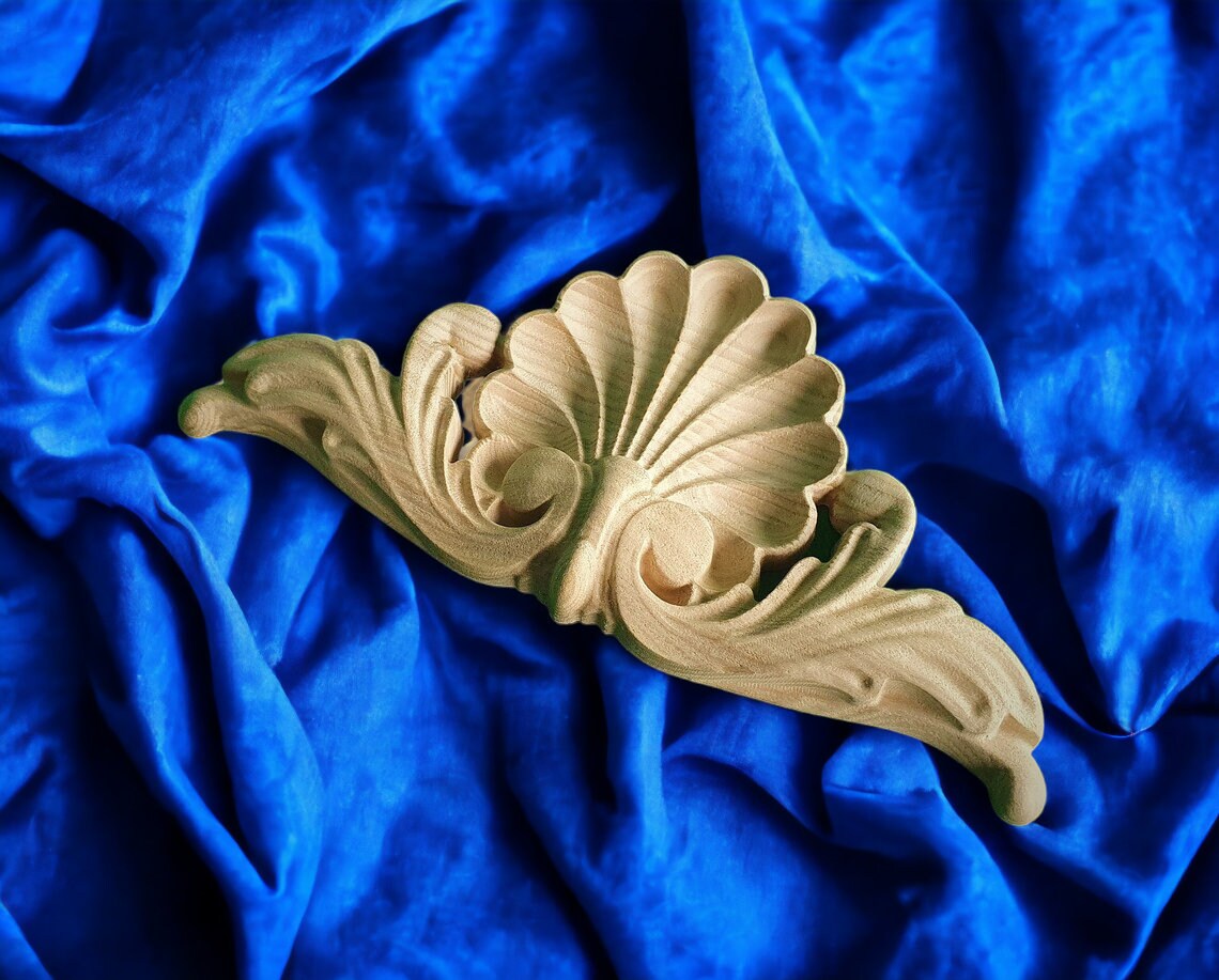 Shell Decor, Wood Carved Applique Onlay, Furniture Carving - Etsy