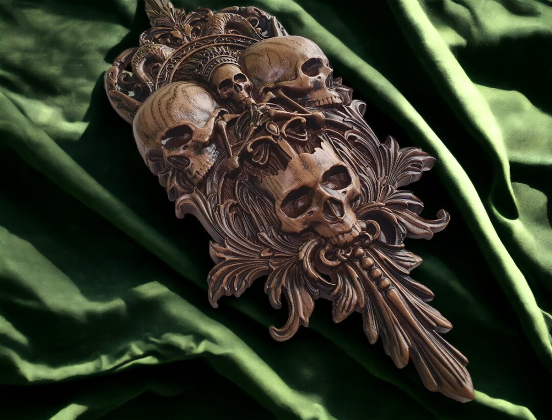 Carved Skull Panel Made of Wood, Carved Skull of Wood - Etsy