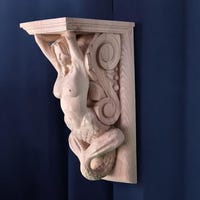 Mermaid Wooden Corbel, Carved Wall Accent (unpainted, 1pc) - Etsy
