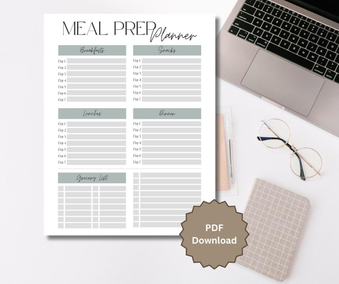 Printable Meal Prep Planner Template | Weekly Meal Planning for ...