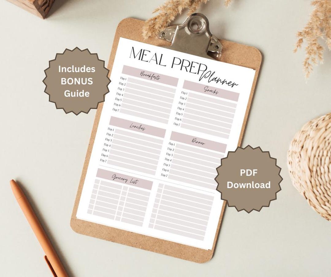 Printable Meal Prep Planner Template | Weekly Meal Planning for ...