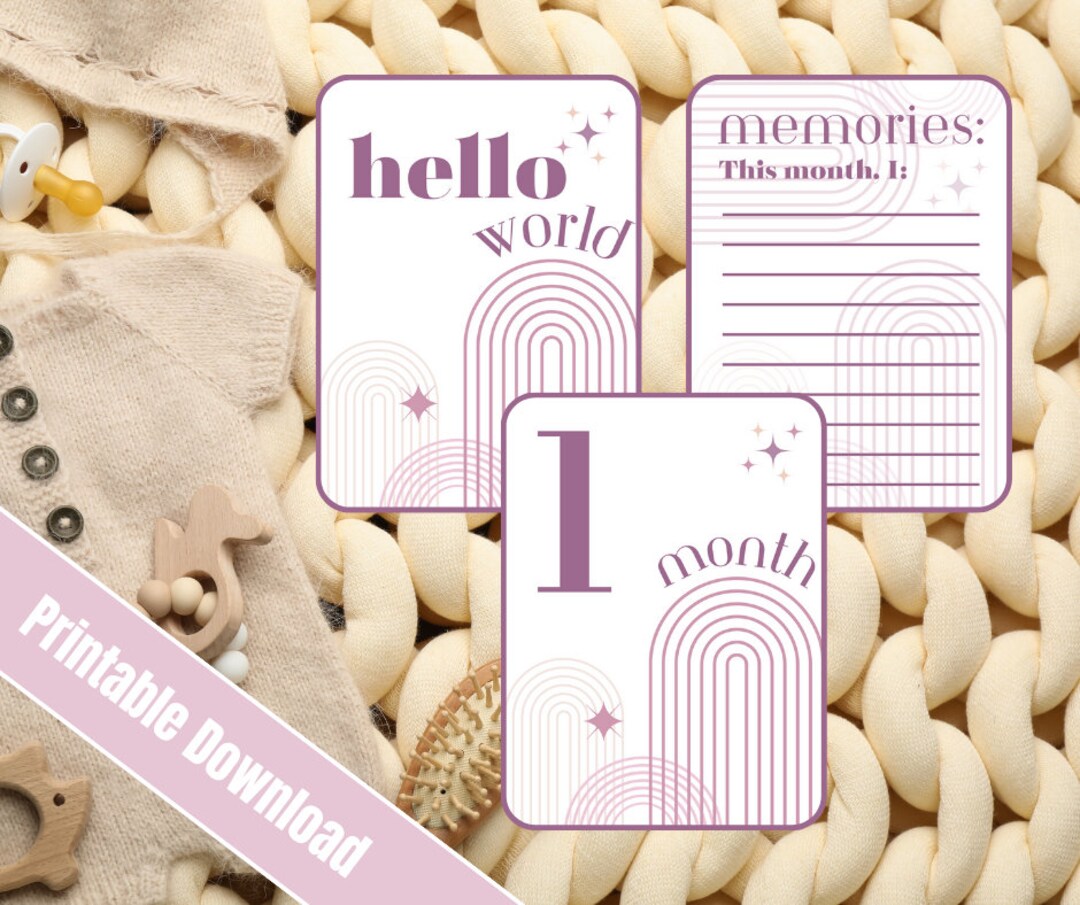 Boho Purple Milestone Cards | Boho Rainbow Purple Milestone Placards ...