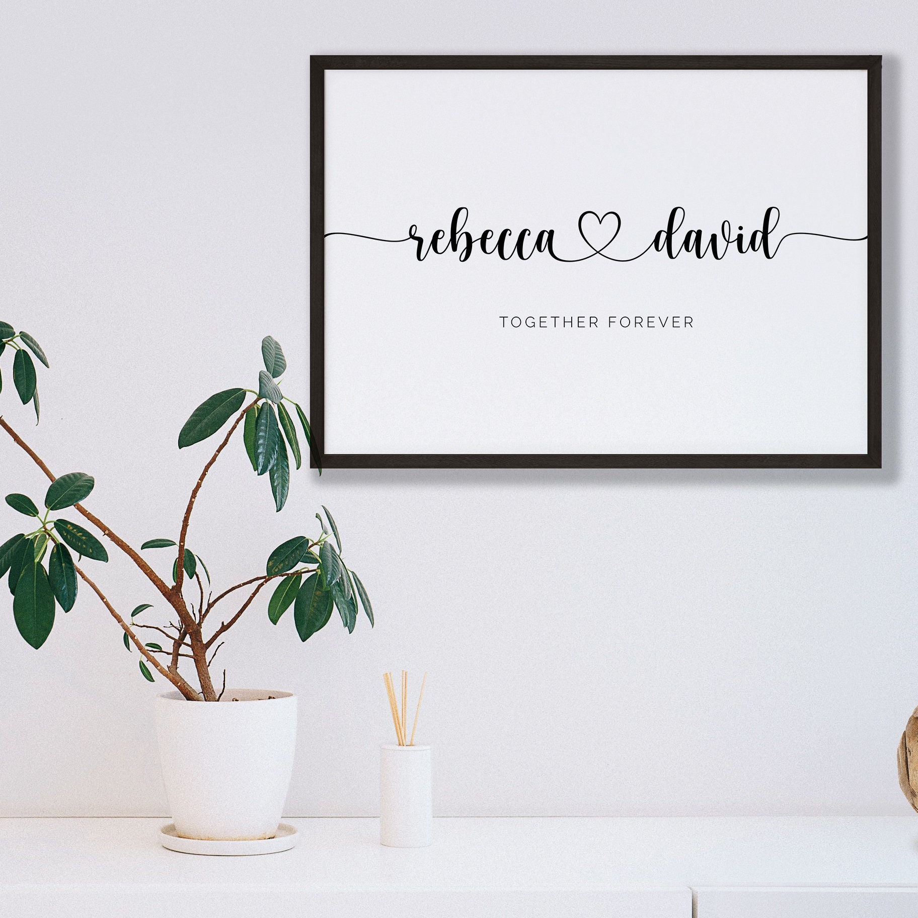 Couples Love Heart Names / Personalised Print / Valentine's Day ...