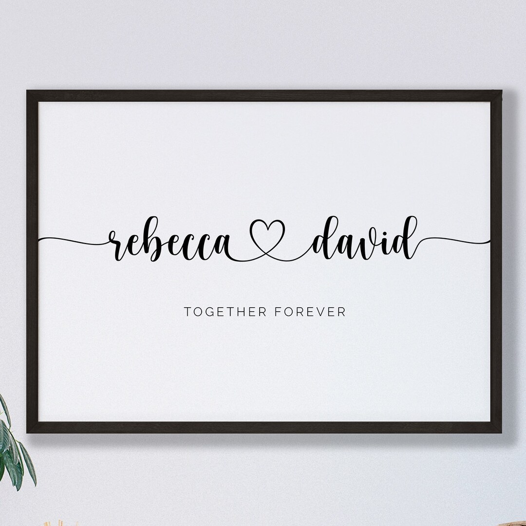 Couples Love Heart Names / Personalised Print / Valentine's Day ...