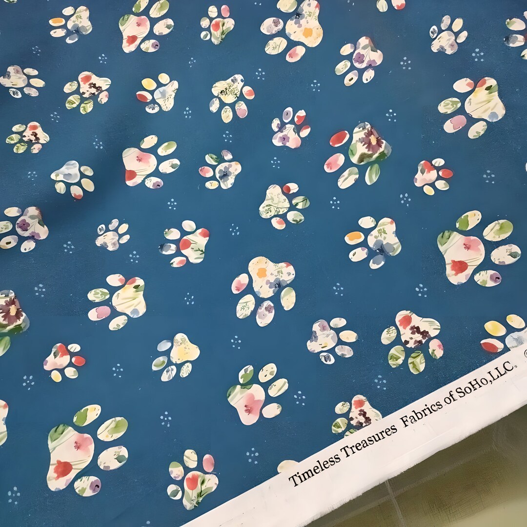 Kawaii Full Print Cartoon Dog Paw Fabric Handmade Material - Etsy