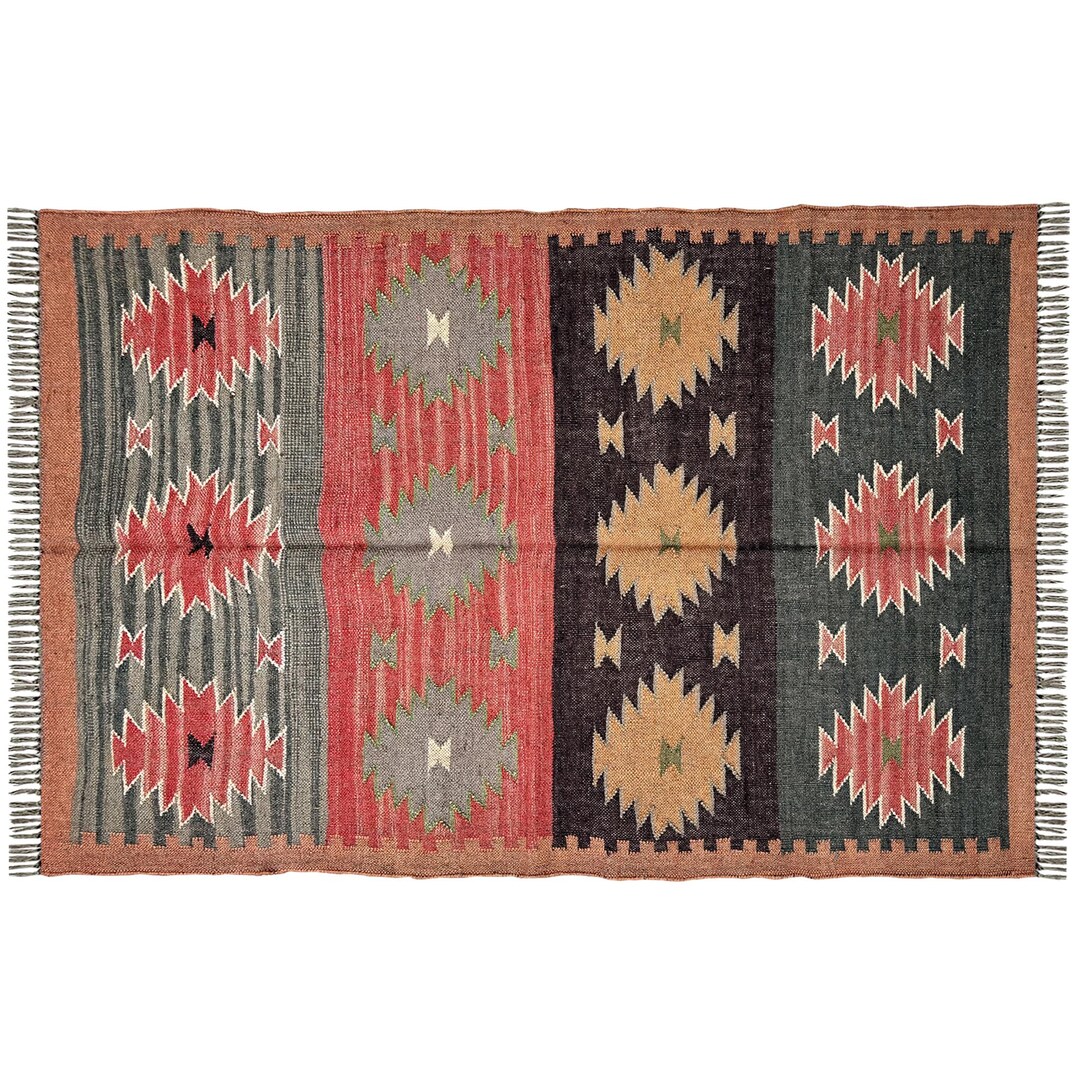 Natural Fiber Camel Wool and Jute 4x6 Wool Dhurrie Rug, Hand-woven in ...