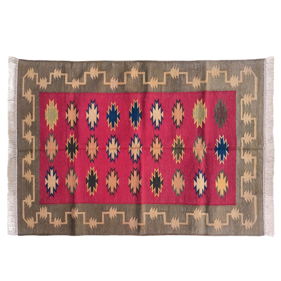 Traditional Hand Woven Cotton Dhurries Rug, Indian Art Dhurry Rugs ...