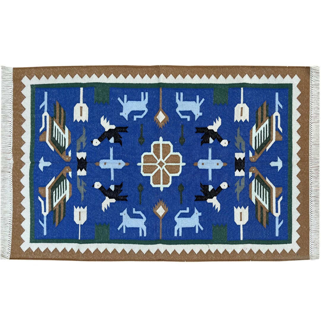 3x5 Handwoven Traditional Rug Bird Design Area Eco Friendly Rug for ...