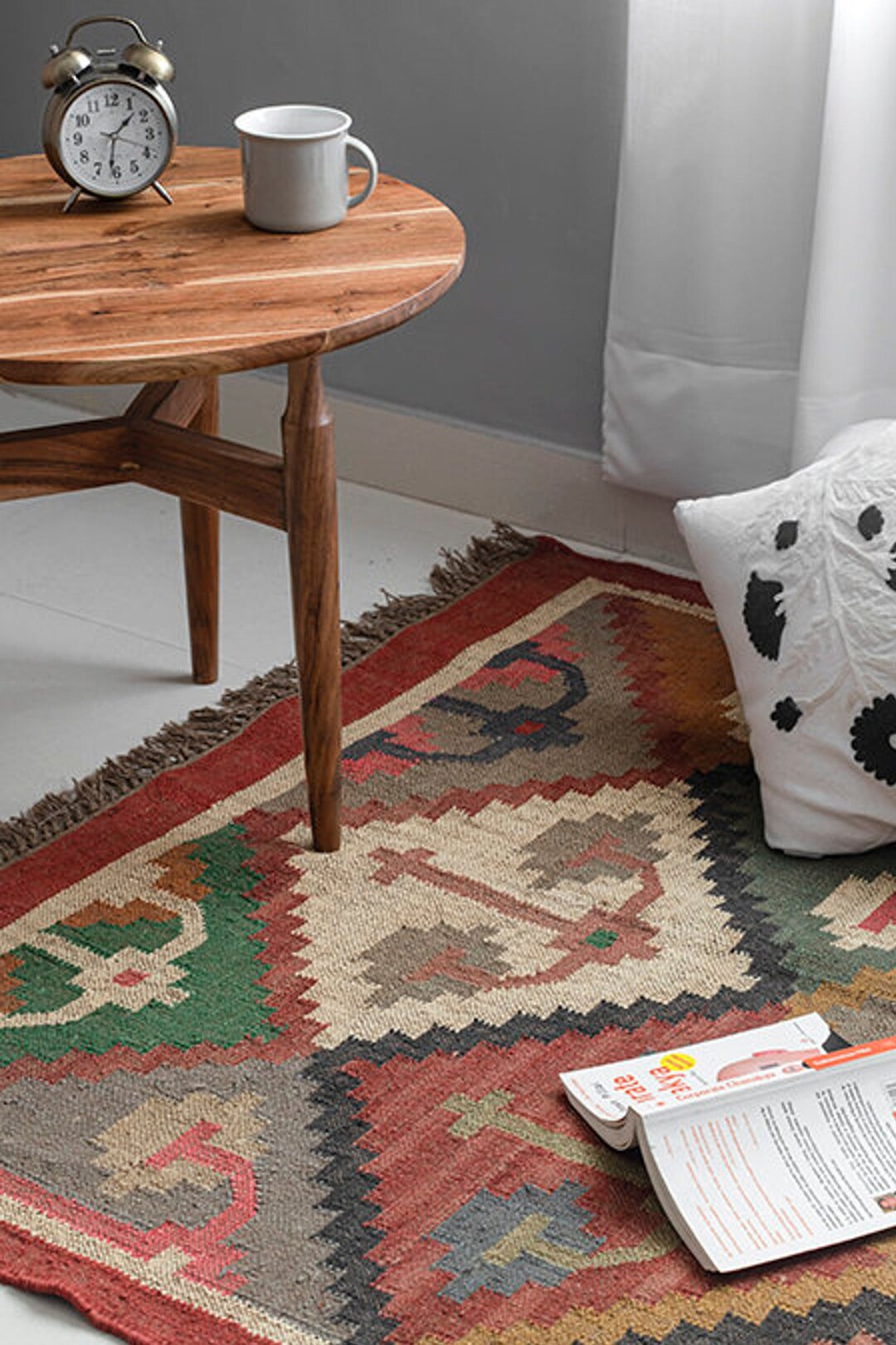 Boho Docer Kilims Indian Rug, Handwoven Wool Jute Kilim Rug 4x6 Ft - Etsy