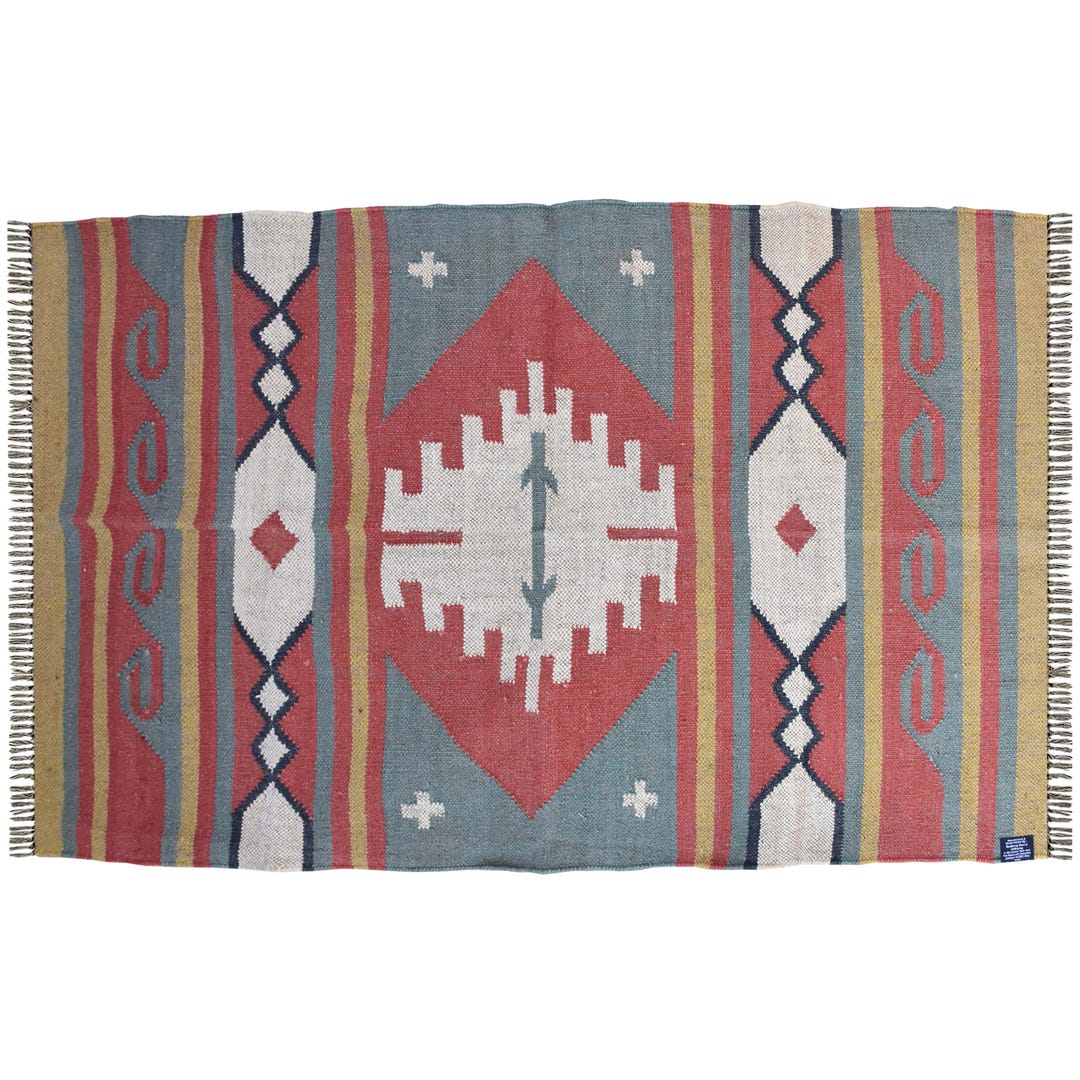 Flatwoven Wool Kilim Rugs Handmade Wool Jute Area Rug Natural Vegetable ...