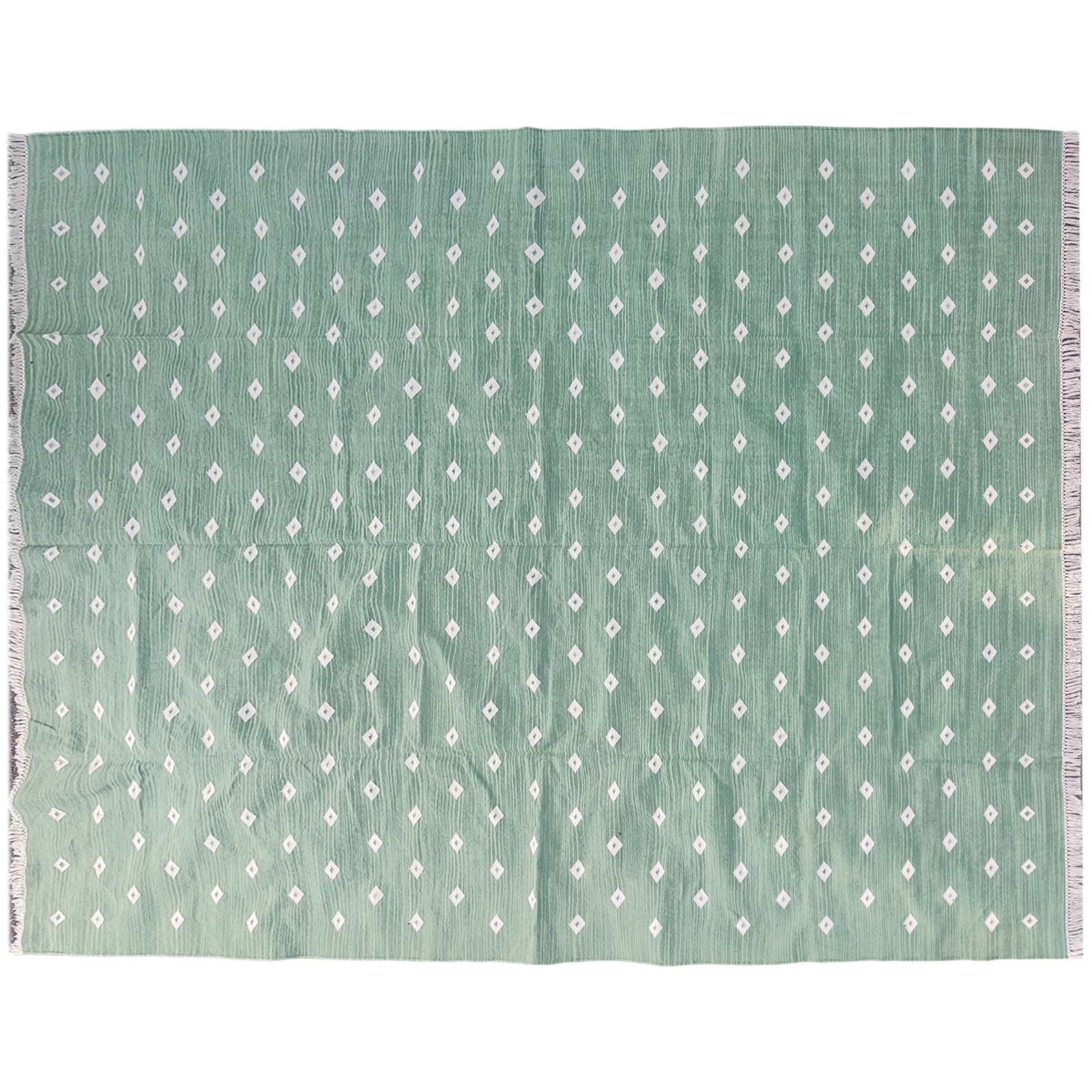 Modern Handmade Cotton Area Rug Green and White Behiourain Rugs Custom ...