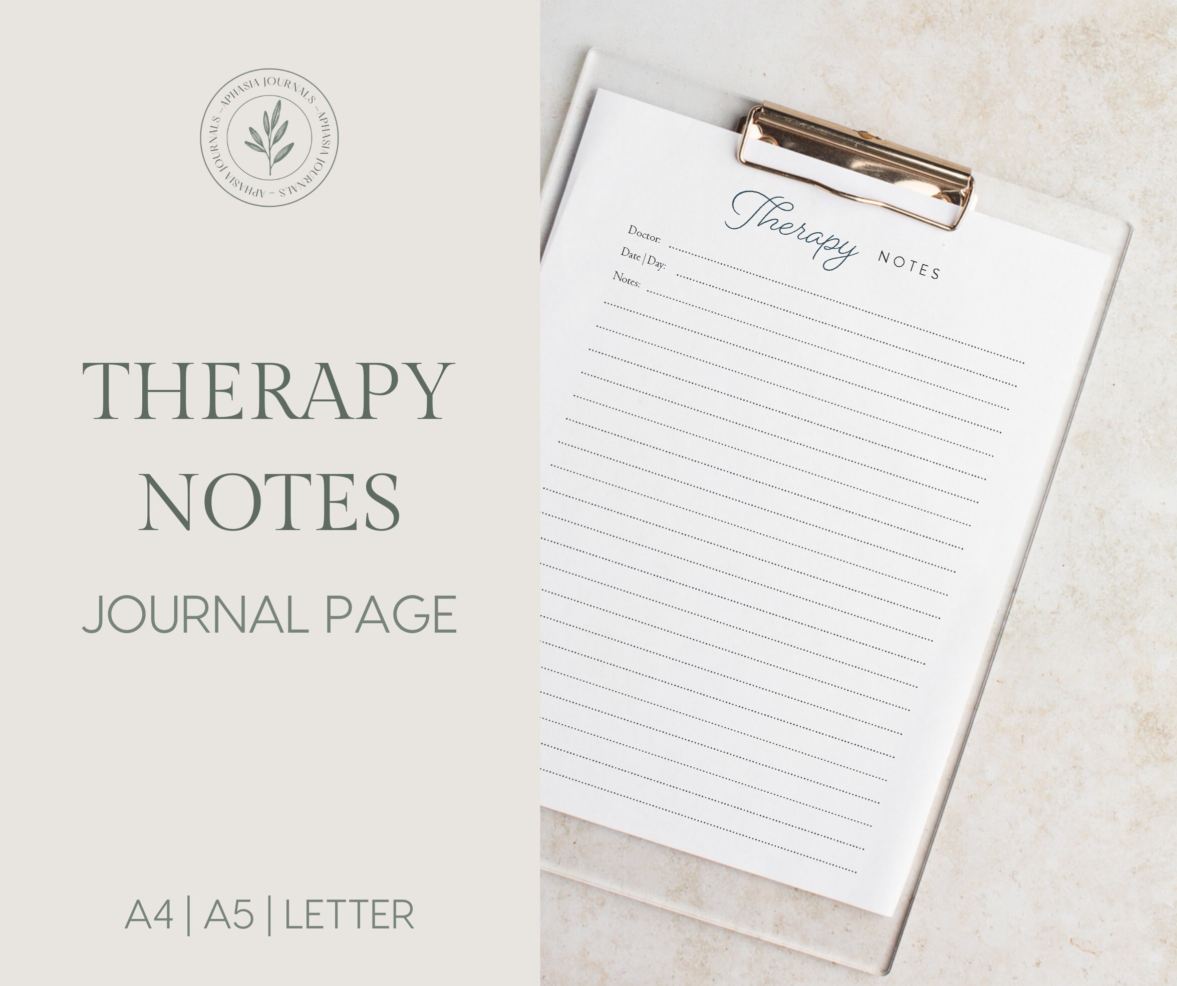 Therapy Notes Journal Page Psychologist Journal Page | Etsy