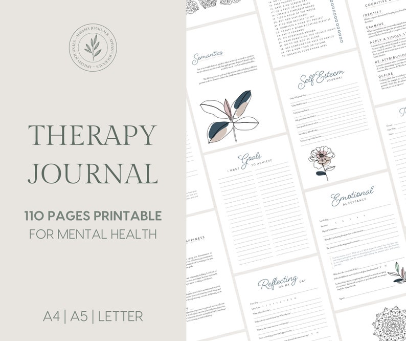 Therapy Journal | Mental Health Journal | Journal Printable | Wellness ...