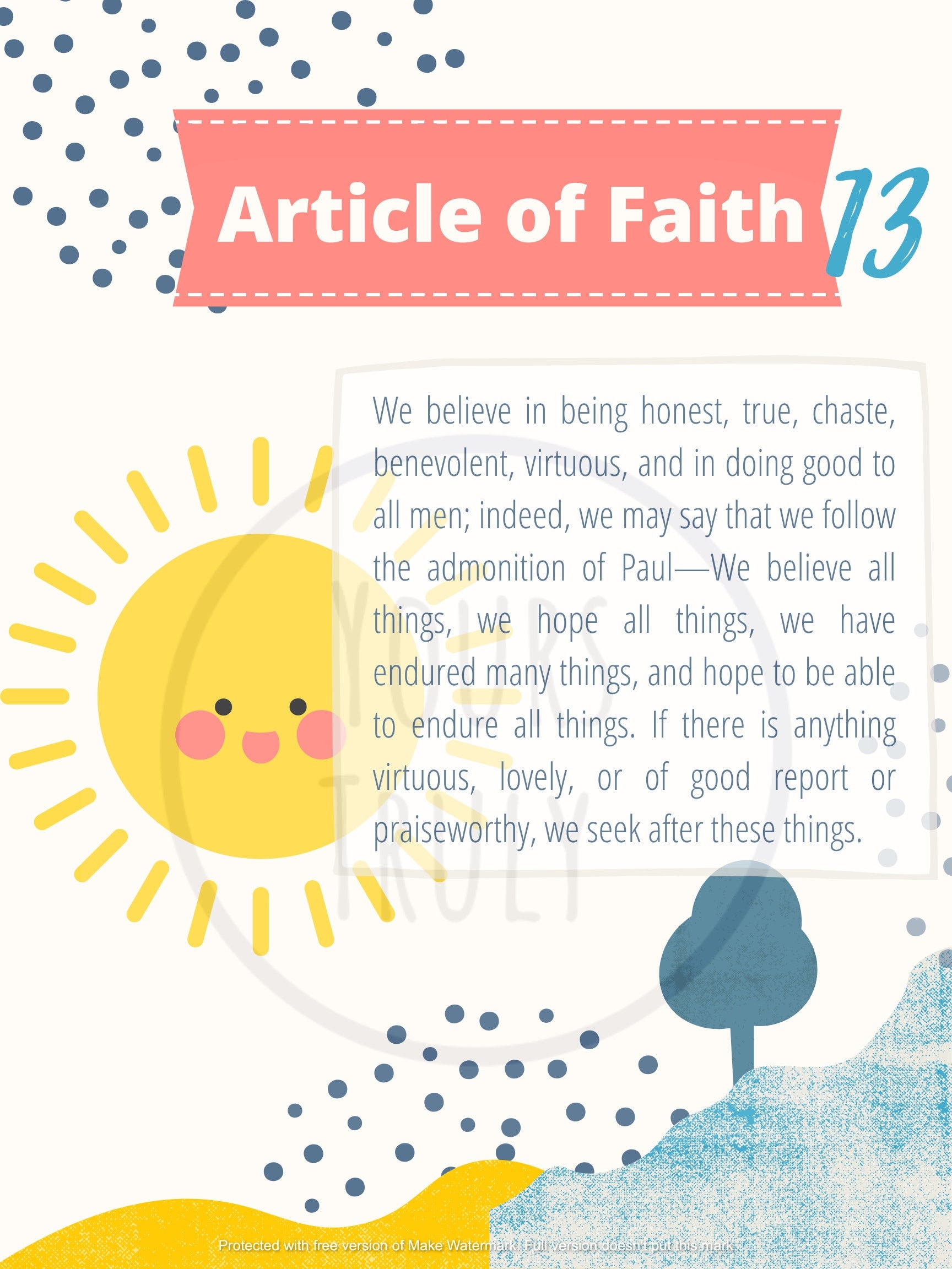 13th Article Of Faith Printable