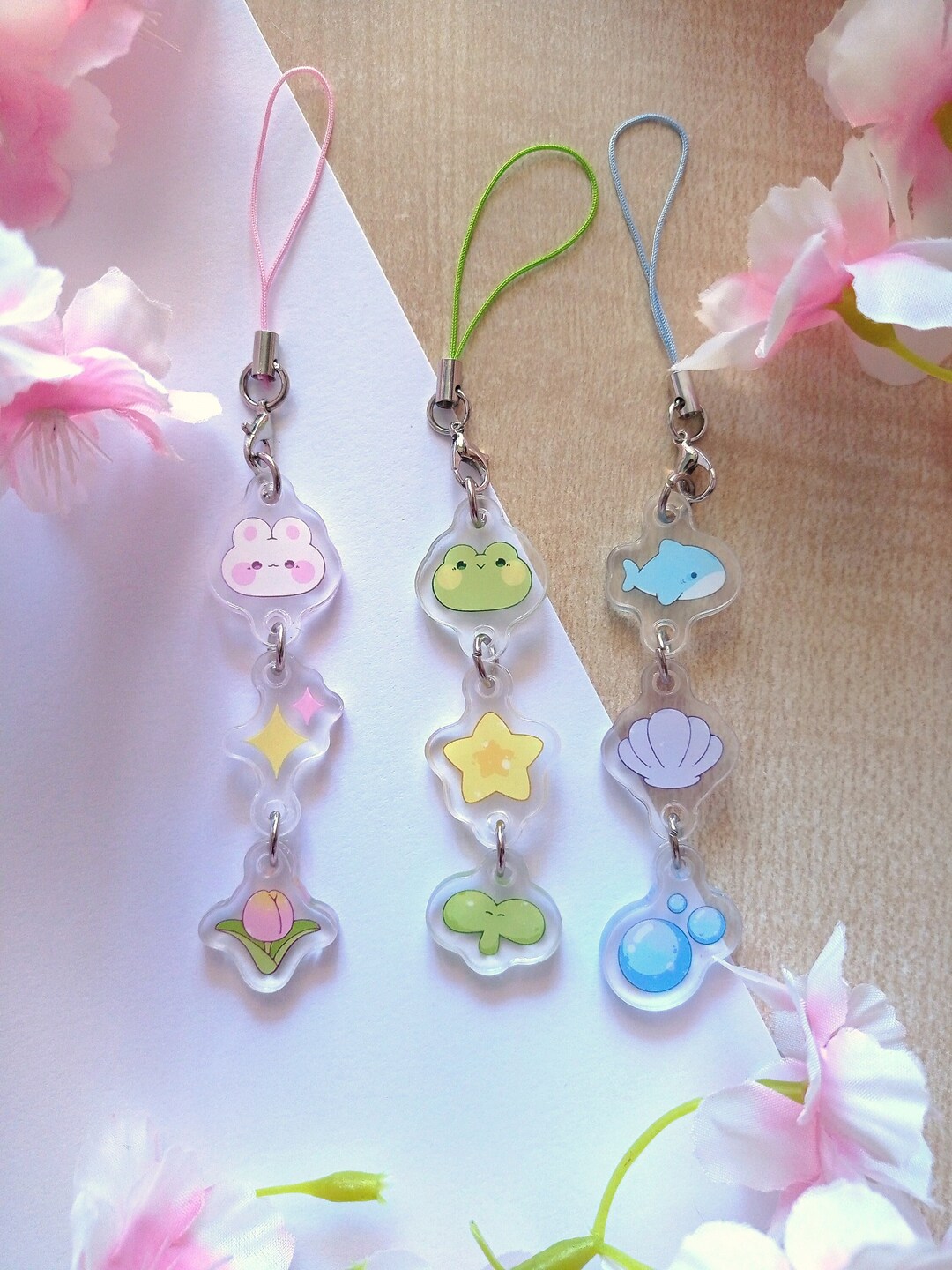 Cutie Phone Charms // Double Side Charm, Kawaii Keychain, Phone Charms ...